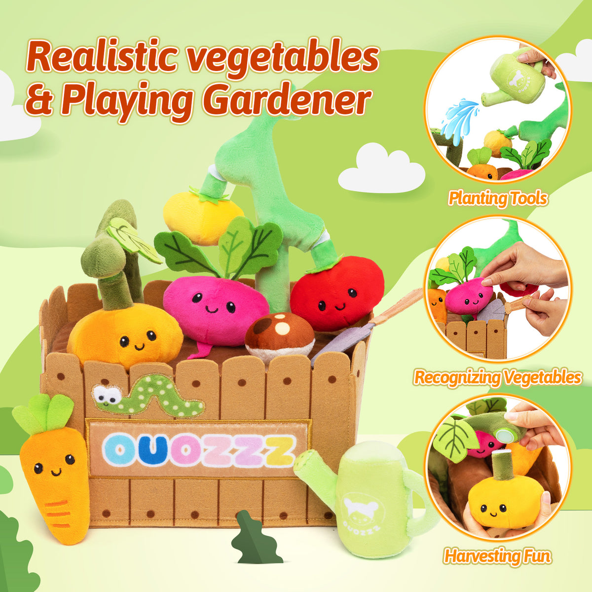 Personalized Baby's First Vegetable Garden Plush Playset Toy Gift Set ...
